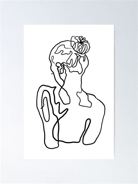 Póster Dibujo de una línea de mujer Boceto de línea abstracta Mujer