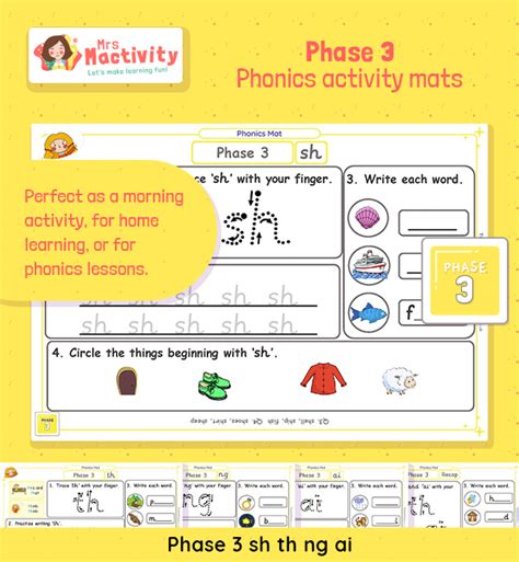 Phase 3 Sh Th Ng Ai Phonics Activity Mats Phase 3 Phonics Worksheets