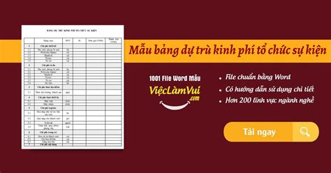 Mẫu bảng dự trù kinh phí tổ chức sự kiện ATBatdongsan