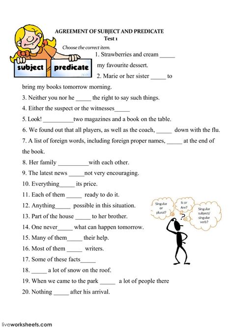 Subject And Verb Agreement Interactive Worksheet Db Excel
