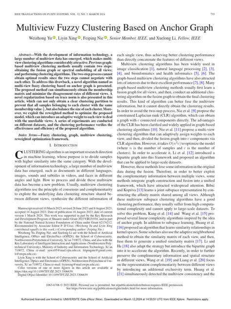 multiview fuzzy clustering based on anchor graph pdf cluster analysis applied mathematics