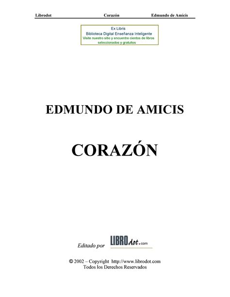 Corazon diario de un niño EDMUNDO DE AMICIS CORAZN E Eddiittaaddoo