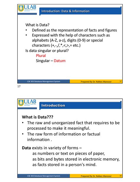 cse303 week 1 cse 303 database management system prepared by dr nafees mansoor 17 what