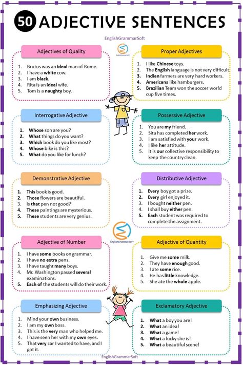 Adjective Sentences 50 Adjective Examples Teaching Adjectives