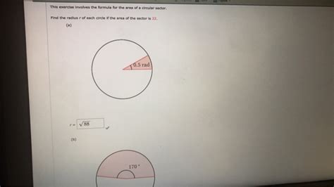 solved this exercise involves the formula for the area of a