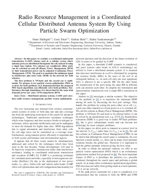 pdf radio resource management in a coordinated cellular distributed antenna system by using