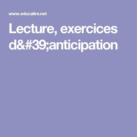 Lecture Exercices D Anticipation