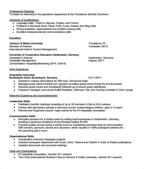 FREE 7 Sample Internship Resume Templates In PDF MS Word