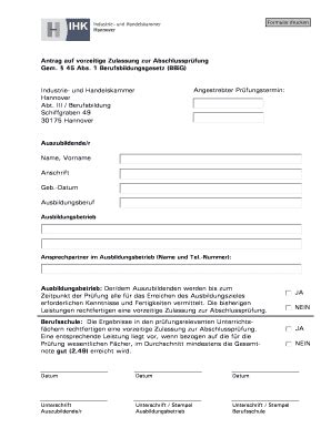 Ausfüllbar Online Formular drucken Antrag auf vorzeitige Zulassung zur
