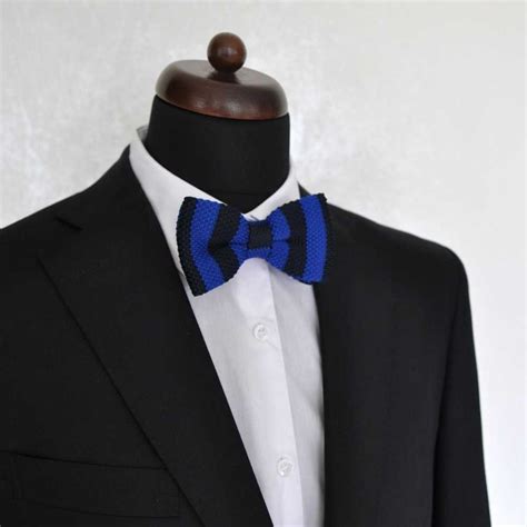 Noeud papillon homme pas cher Tricot noué ajustable Bleu