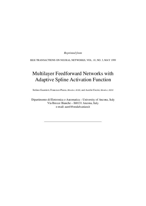 pdf multilayer feedforward networks with adaptive spline activation function stefano