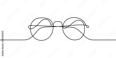 Glasses In Continuous Line Art Drawing Style Front View Of Eyeglasses Minimalist Black Linear