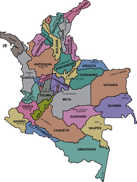 Mapa De Colombia Pol Tico Regiones Relieve Para Off