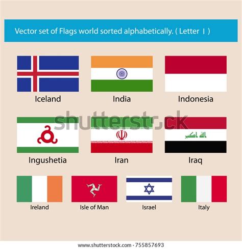 Vector Set Flags World Sorted Alphabetically Stock Vector Royalty Free
