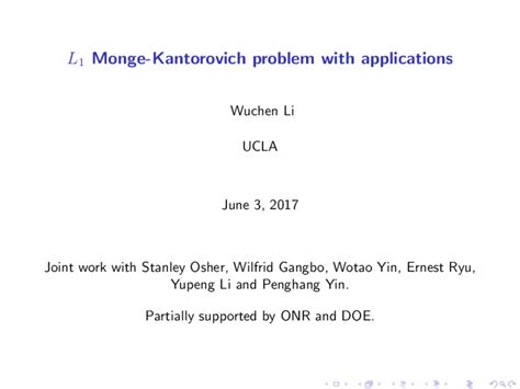 l1 monge kantorovich problem with applications speaker deck
