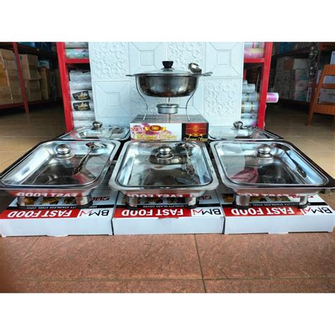 Jual Prasmanan Set Stenlis Tutup Full Kaca Isi 6 Atau Batik Kombinasi