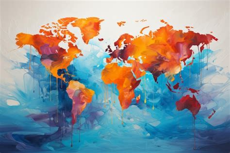 Mapa del mundo en acuarela artística inspirado en los viajes Foto Premium
