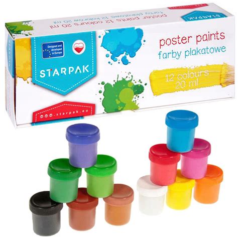 STARPAK FARBY PLAKATOWE SZKOLNE 12 KOLORÓW 20ML 10425794303 Allegro pl