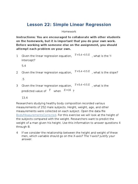 22 hw assignment biostat pdf regression analysis linear regression