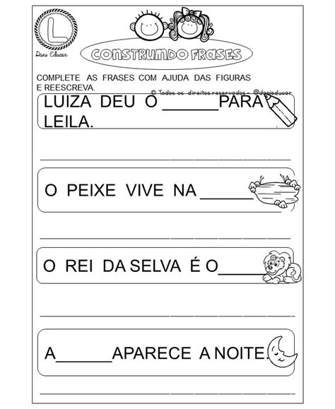 Complete Frases Palavras Dani Educar