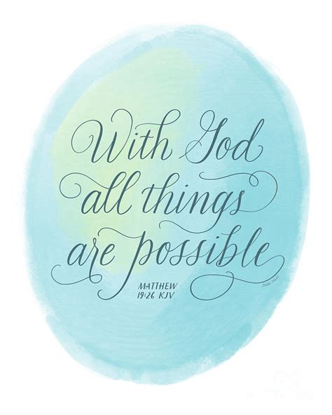 Scripture Art Matthew 19 26 KJV With God All Things Are Possible