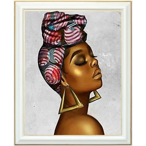 Broderie Diamant Femme Africaine Moderne 40 X 50 Cm Lartera