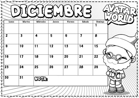 Diciembre 2024 Para Imprimir Y Colorear Calendario Dibujando Con Vani