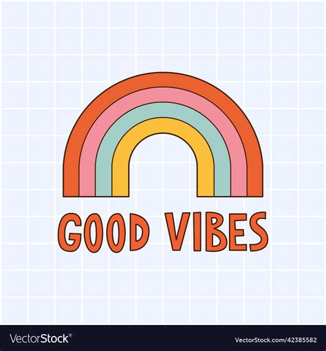 Retro Groovy Rainbow Poster Royalty Free Vector Image