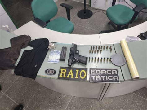 SUSPEITO DE INTEGRAR GRUPO CRIMINOSO É PRESO PISTOLA DROGAS E
