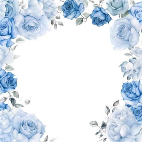 Descarga Marco De Acuarela Con Rosas Azules Y Blancas Backgrounds En