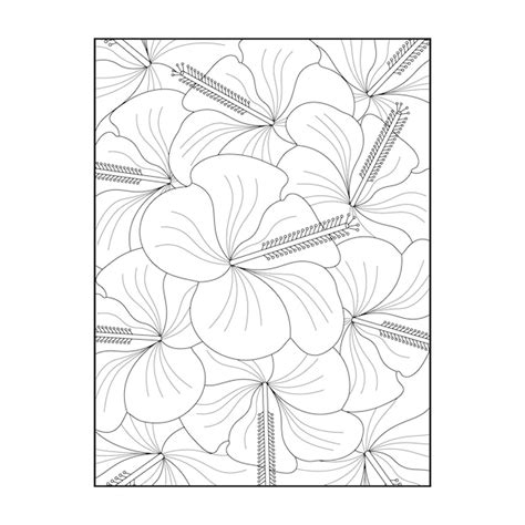 Página para colorear de flor de hibisco con ilustración de vector de