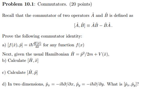 solved problem 10 1 commutators 20 points recall that