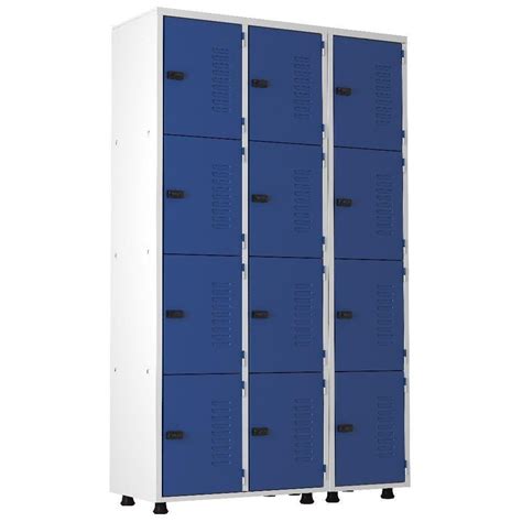 Armário Aço 12 Portas Academia Guarda Volume Trinco Azul MadeiraMadeira