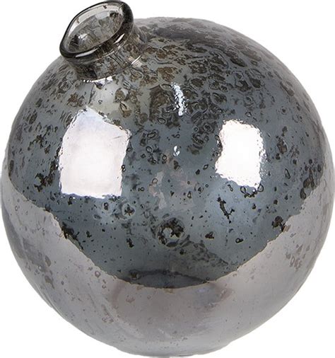 Clayre Eef Vaas Ø 13x13 cm Grijs Glas Glazen Vaas Decoratie Vaas
