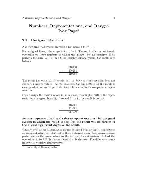 numbers representations and ranges ivor page pdf subtraction computer science
