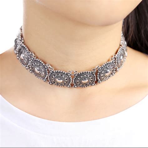 Hot Boho Collar Choker Silver Necklace Statement Jewelry For Womenfashion Vintage Ethnic Style