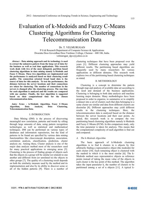 pdf evaluation of k medoids and fuzzy c means clustering algorithms for clustering