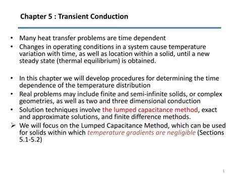 PPT Chapter 5 Transient Conduction PowerPoint Presentation Free