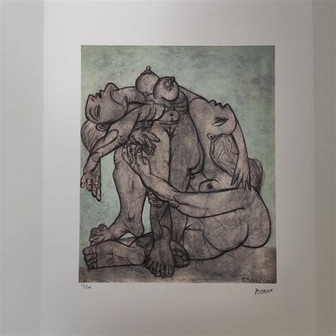 Pablo Picasso Signed Group Of Naked Women Certificate Spadem Paris