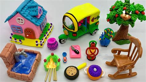 Diy How To Make Polymer Clay Miniature House Rikshaw Kitchen Set