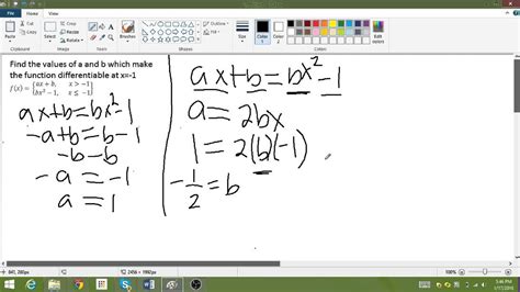 how to find values which make a piecewise function differentiable youtube