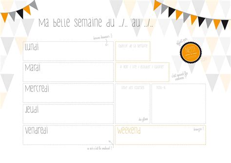 Planning semaine gratuit à imprimer plannings PDF au format A4