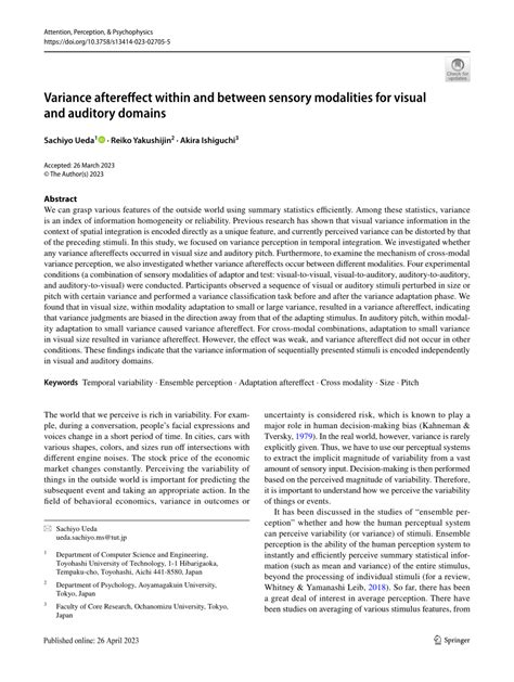 pdf variance aftereffect within and between sensory modalities for visual and auditory domains