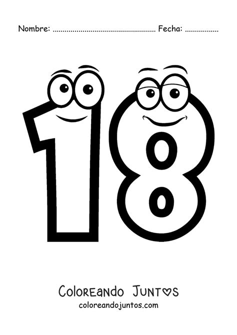 Número 18 animado para niños Coloreando Juntos