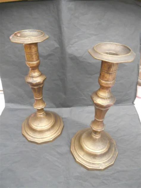 PAIRE DE CHANDELIER Bougeoir En Bronze Forme Balustre EUR 40 00