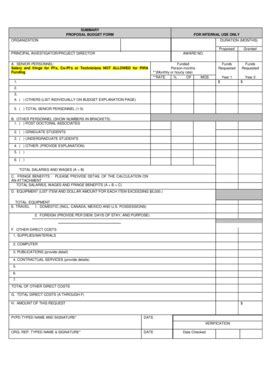 Fillable Online Sc Summary Proposal Budget Form For Internal Use