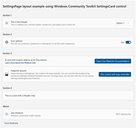 Windows Community Toolkit Settingscard Sample