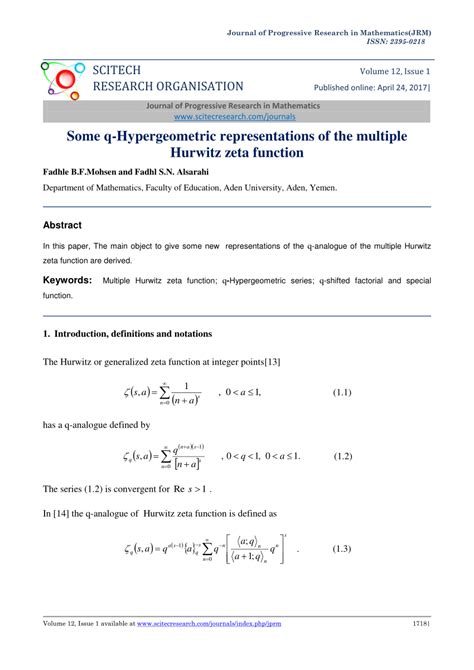 pdf some q hypergeometric representations of the multiple hurwitz zeta function