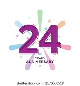 24 Years Anniversary Celebration Vector Template Stock Vector Royalty
