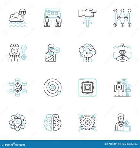 Digital Advancement Linear Icons Set Innovation Technology